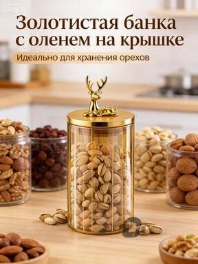 Банка для сыпучих продуктов, 950 мл, 1 шт