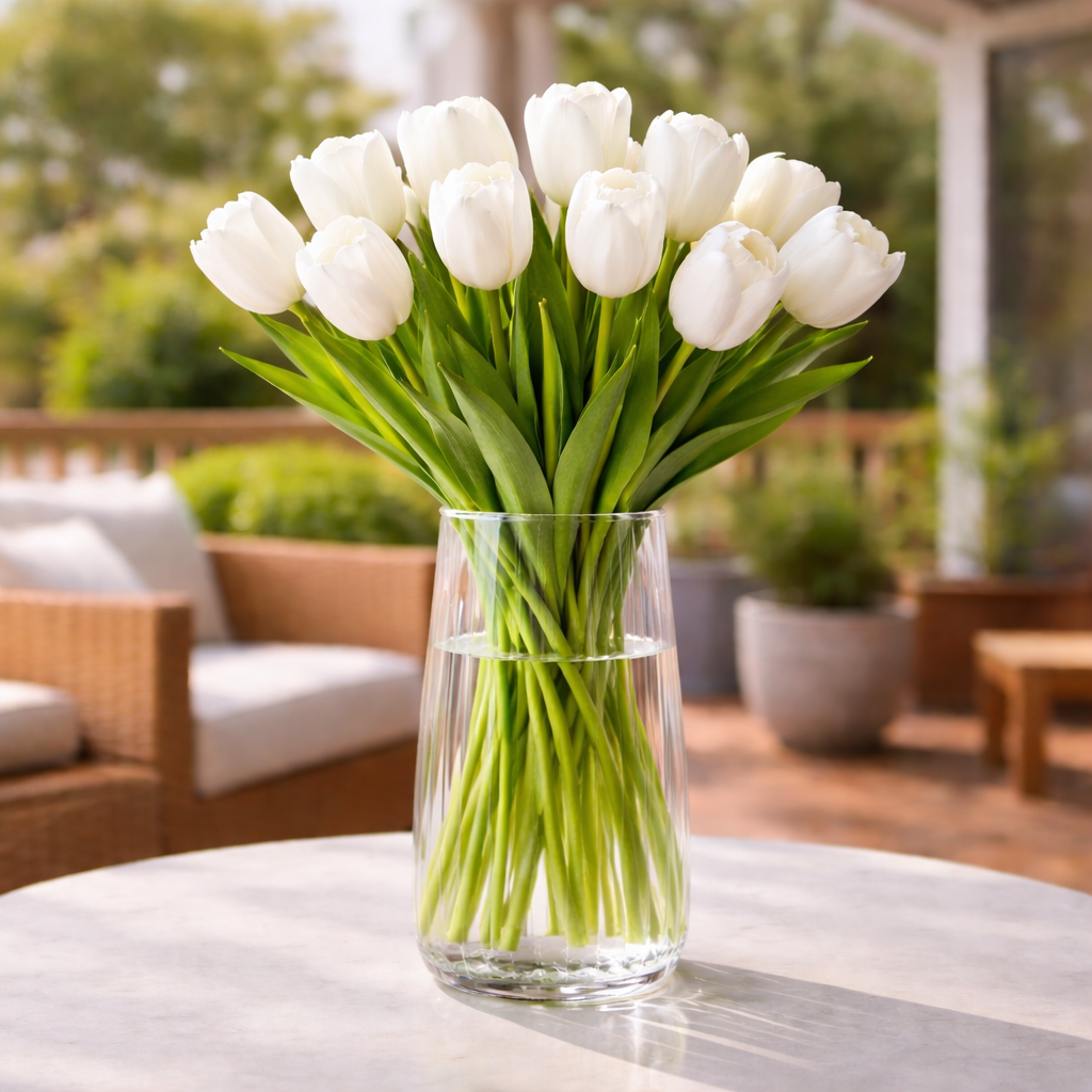 Искусственные тюльпаны премиум-качества, белые, для декора, 10шт