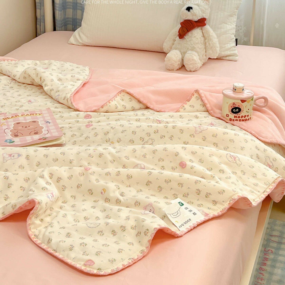 Покрывало из 100% хлопковой двухслойной марлевой ткани, утолщенное и мягкое, подходит для кондиционированных помещений, в качестве накидки для сна в офисе или покрывала для дивана.