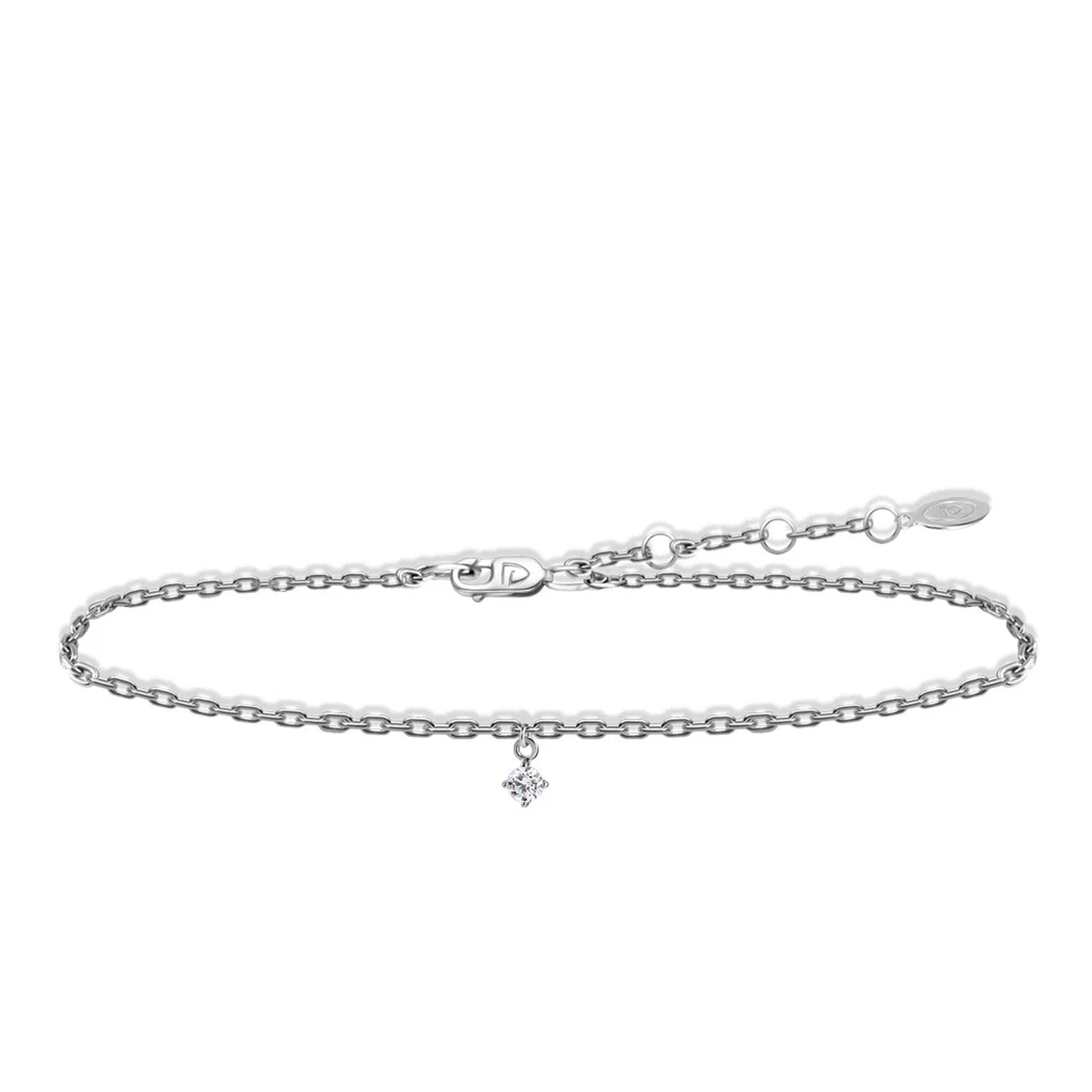 Браслет-цепочка, белое золото, 585 проба, бриллиант