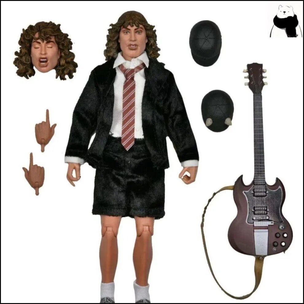 Эксклюзивная модель NECA AC/DC Angus Young 18 см для коллекции с гитарой
