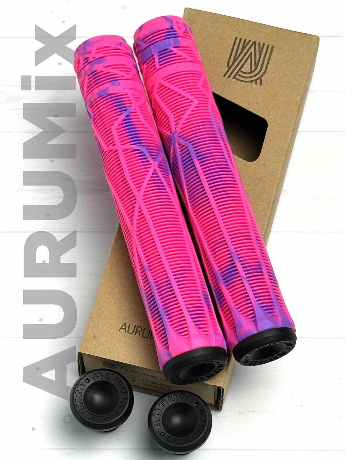 Грипсы AURUMix One Eighty 180мм Розовый/фиолетовый
