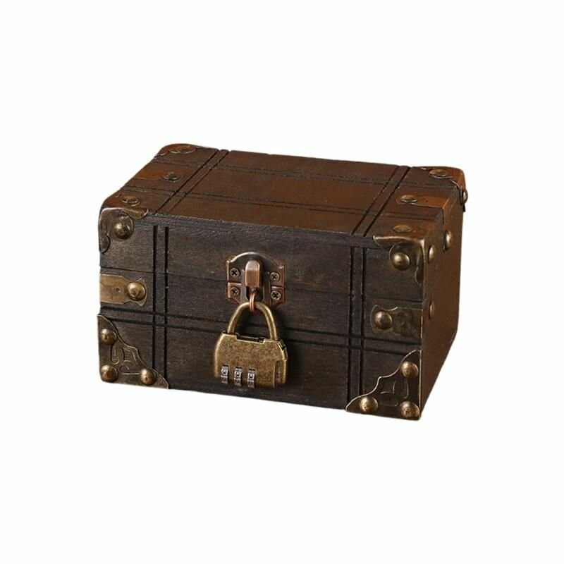 Деревянный сундук с замком, 3D-пароль - Модель B