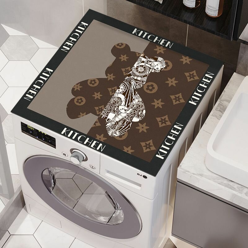 Роскошный кожаный коврик для прикроватной тумбочки, моющийся противоскользящий коврик для холодильника, пылезащитный чехол для стиральной машины с фронтальной загрузкой, доступен для доставки.