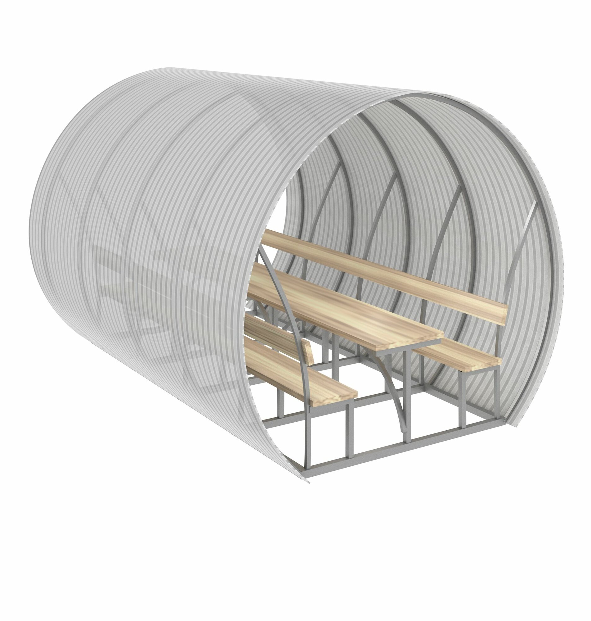 Беседка садовая для дачи Омега Макси 4х2,3 м, с белым поликарбонатом, металлическая