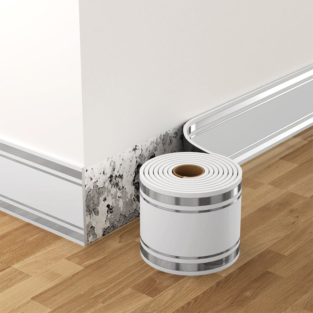 Плинтус самоклеящийся, рулон 5м х 10см, толщина 2,5мм, мягкий водостойкий ПВХ, геометрический узор, легкая установка