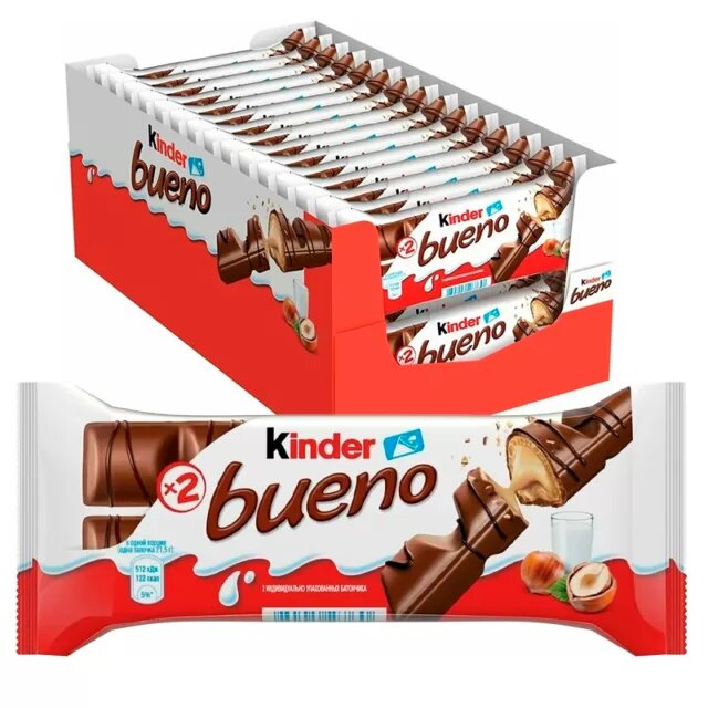 Kinder Батончик Киндер Буэно, вафельный, в молочном шоколаде, 43 г, 30 шт