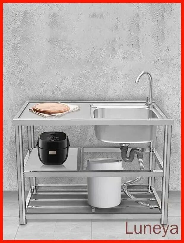 Мойка для нержавеющая врезная С подставкой, местом для хранения ножей и местом для хранения вещей
