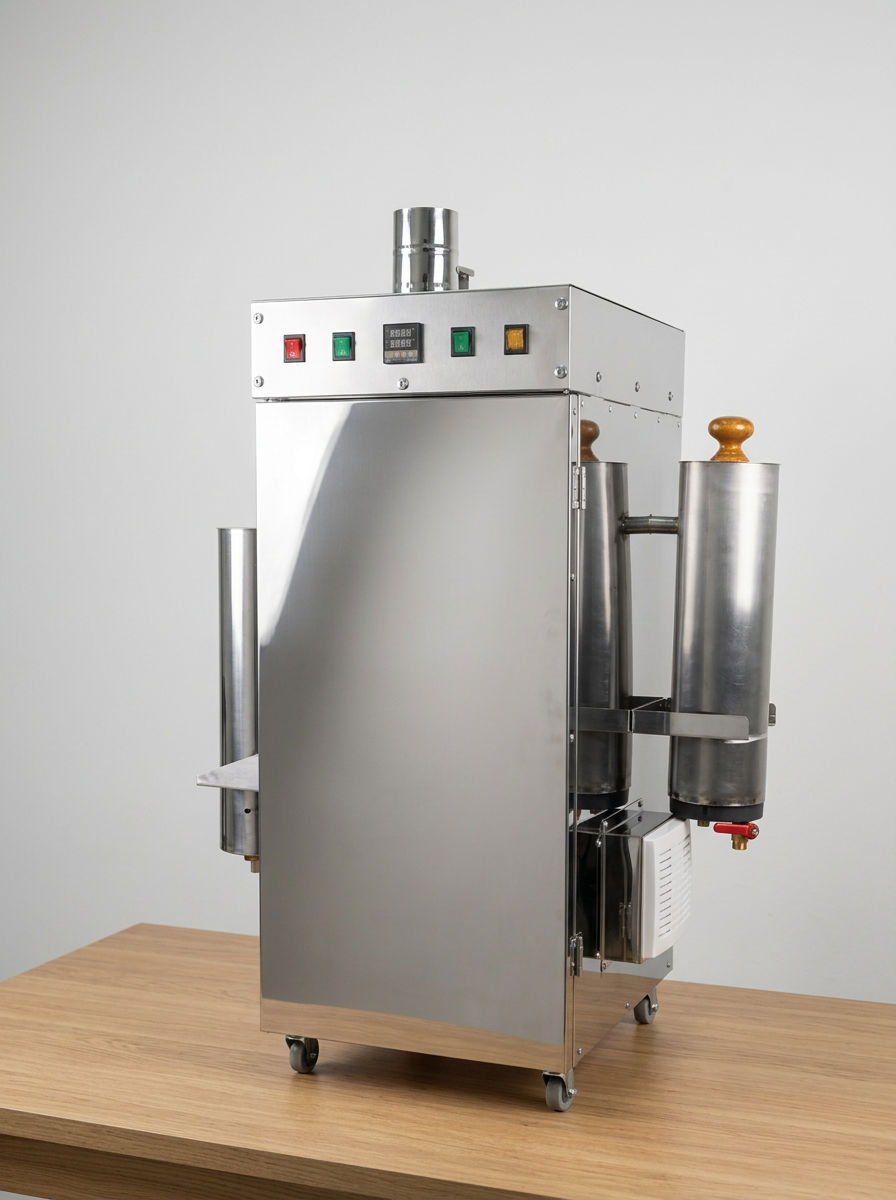 Коптильня горячего и холодного копчения с дымогенератором и парогенератором, 100 л, нержавеющая сталь