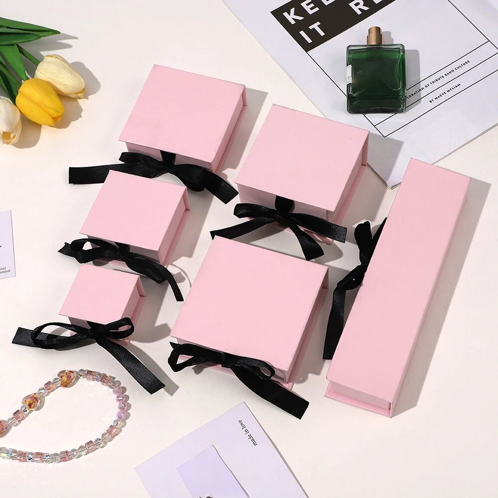 Розовые подарочные коробки для украшений 5шт 9x9x3cm