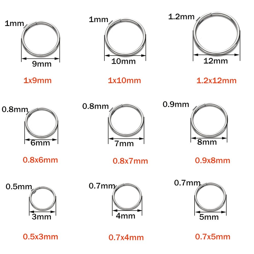 Соединительные кольца 0.7x4mm, 200шт, нержавеющая сталь
