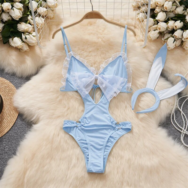 Ночное белье с бантом на Хэллоуин с открытыми плечами, женское эротическое платье принцессы с лямкой на шее для ролевых игр