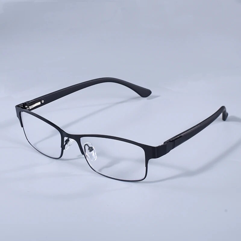 Мужские очки для чтения из нержавеющей стали, Black, +200