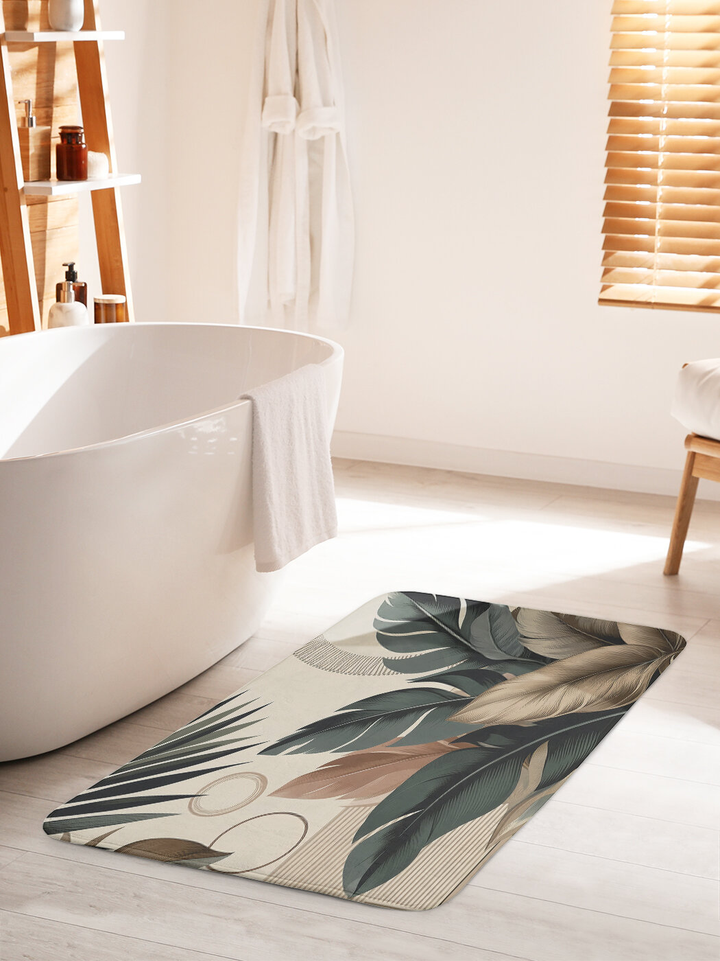 Коврик для ванной комнаты и туалета противоскользящий "Банановые листья" 60х100 см, JoyArty