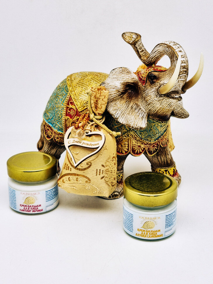 Подарочный набор с днем рождения слон с кремом лифтинг ночной 100мл и детокс дневной 100мл