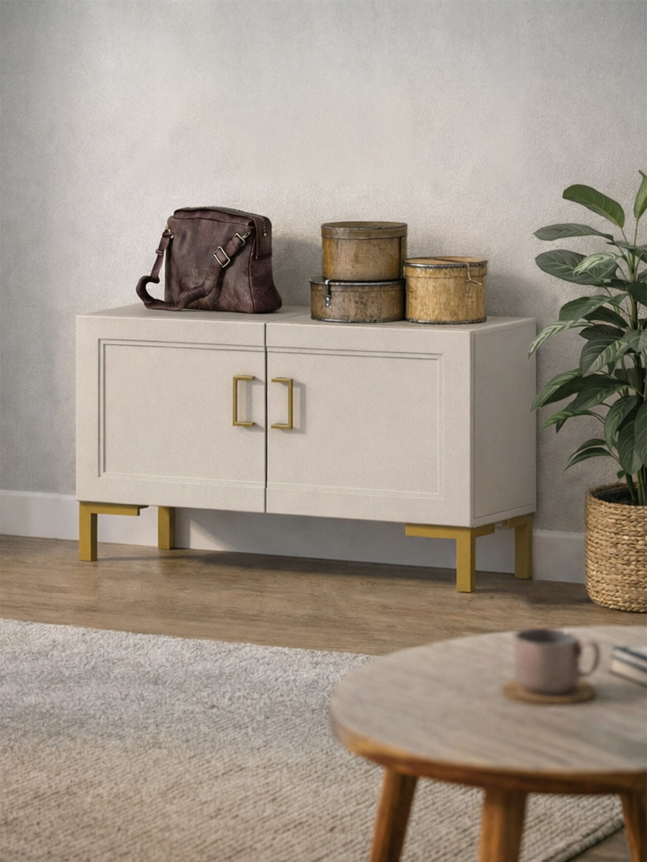 Тумба для обуви столплит Ассоль СБ-3562 на ножках, ЛДСП Кашемир серый/МДФ Кашемир, 80х41х50 см