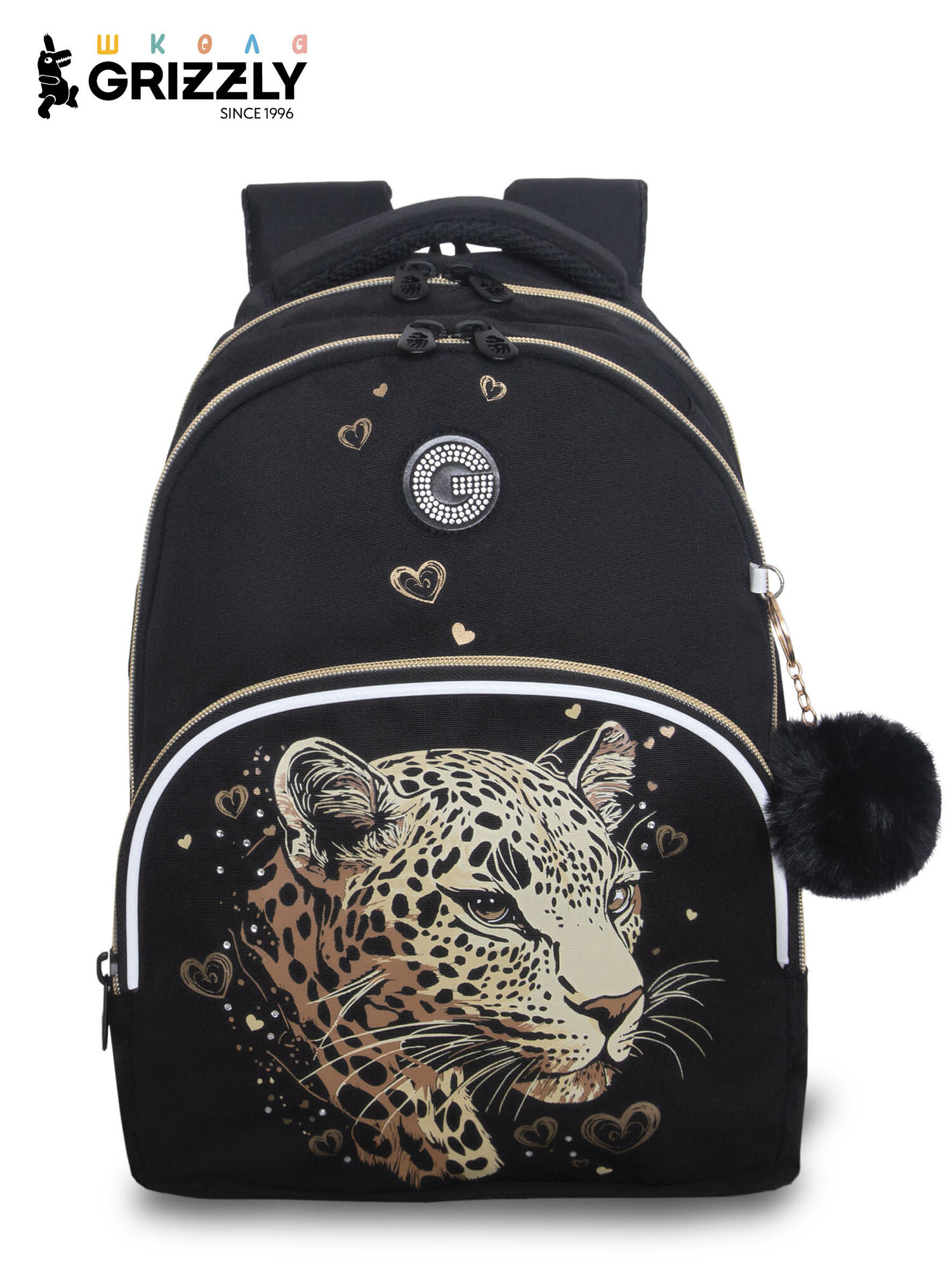 Рюкзак школьный GRIZZLY с карманом для ноутбука 13", анатомической спинкой, для девочки RG-660-4/1