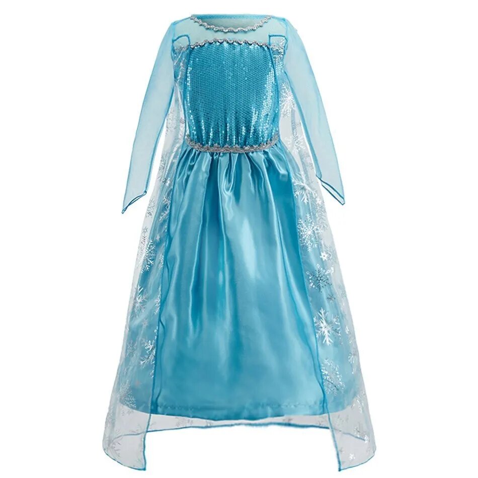 Платье принцессы из атласа, хлопка и сетки, Gray Pencil, для девочек 2-10 лет 3T, Elsa dress F