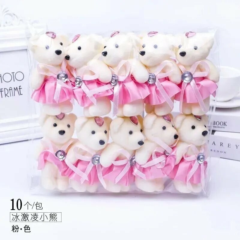 Эксклюзивный набор из 10 розовых кукол, плюшевых мишек и бутылочек красного вина для упаковки букетов, идеальный материал для подарков к Восьмому марта и Дню святого Валентина