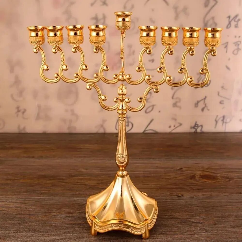 Золотой подсвечник для 9 свечей, Менора, 1 шт. Декоративный подсвечник