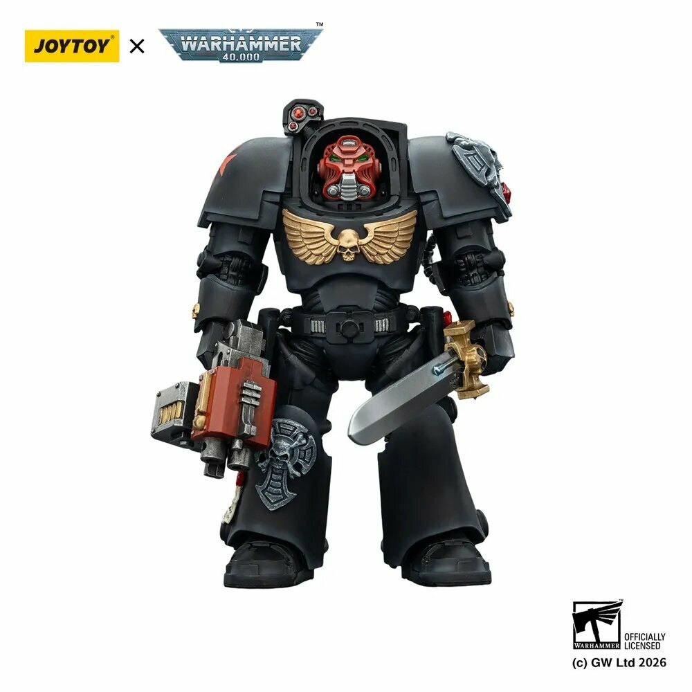 Подвижная фигурка JOYTOY Warhammer 40K 1/18 Action Figures Black Templars Terminator 1 with Power Sword and Storm Bolter
