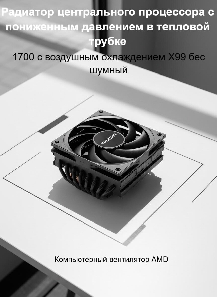 Кулер для процессора TEUCER UT75 Series, 8 тепловых трубок, поджимной дизайн (downflow), 77mm, TDP 200W
