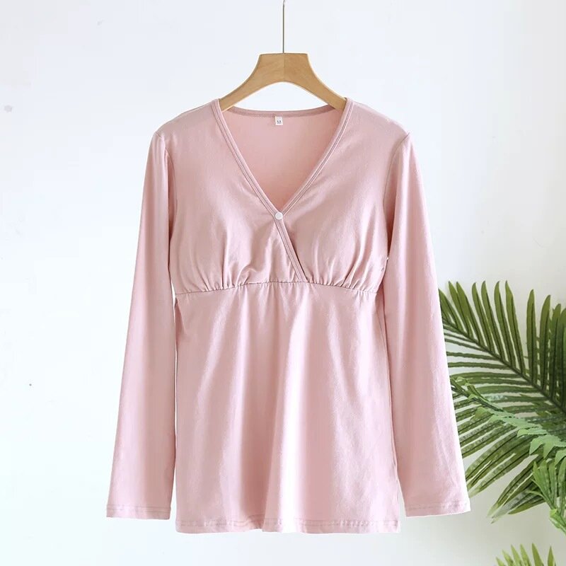 Комплект термобелья для беременных без бюстгальтера, из чистого хлопка, с вкладышами для груди, послеродовая одежда, домашняя одежда.