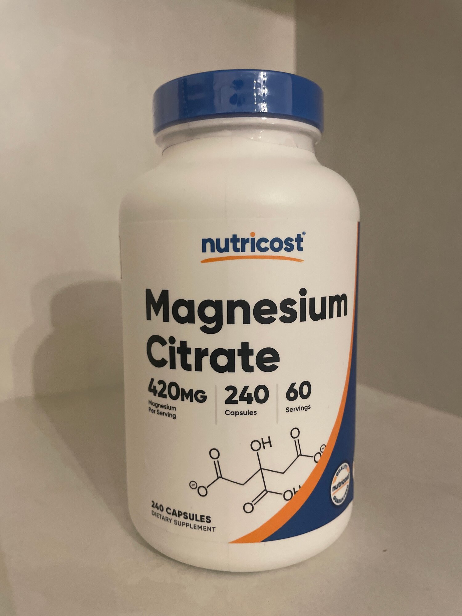 Nutricost, цитрат магния, 420 мг, 240 капсул (210 мг в 1 капсуле)