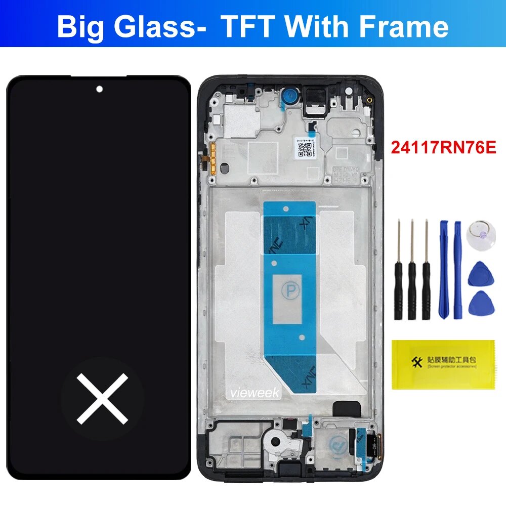AMOLED-экран для Xiaomi Redmi Note 14, 4G 24117RN76G 24117RN76O, ЖК-дисплей, Big-TFT-Frame