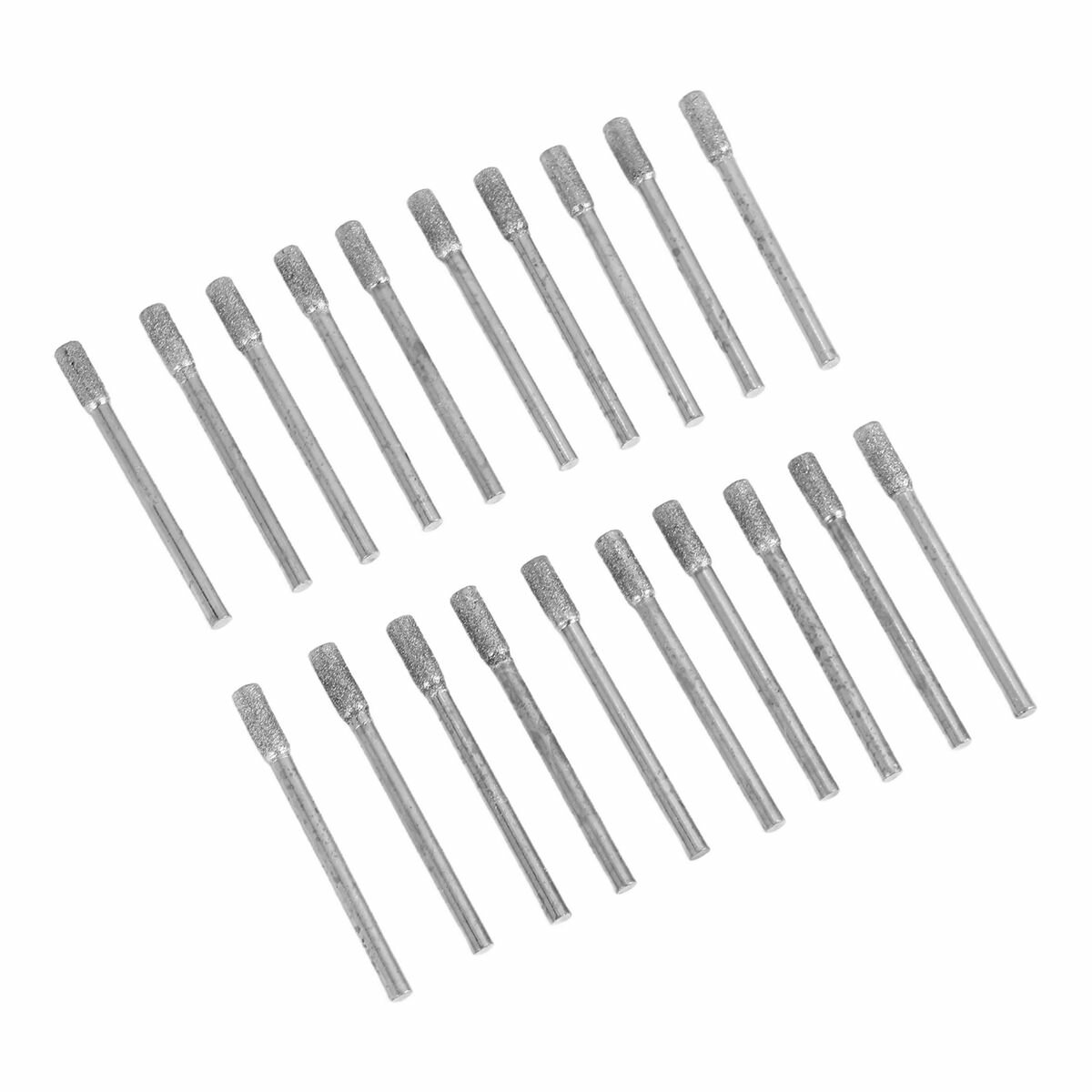 20 алмазных шлифовальных насадок 4 мм для большинства роторных шлифовальных станков и заточных камней (серебристые)