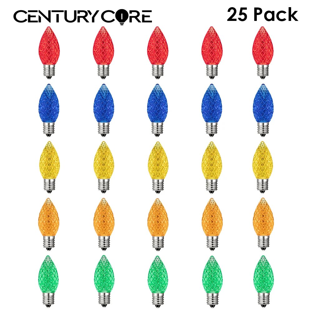 Клубничные светодиодные лампочки Grensk C7 0,6Вт 25 штук RGB, E12 220V