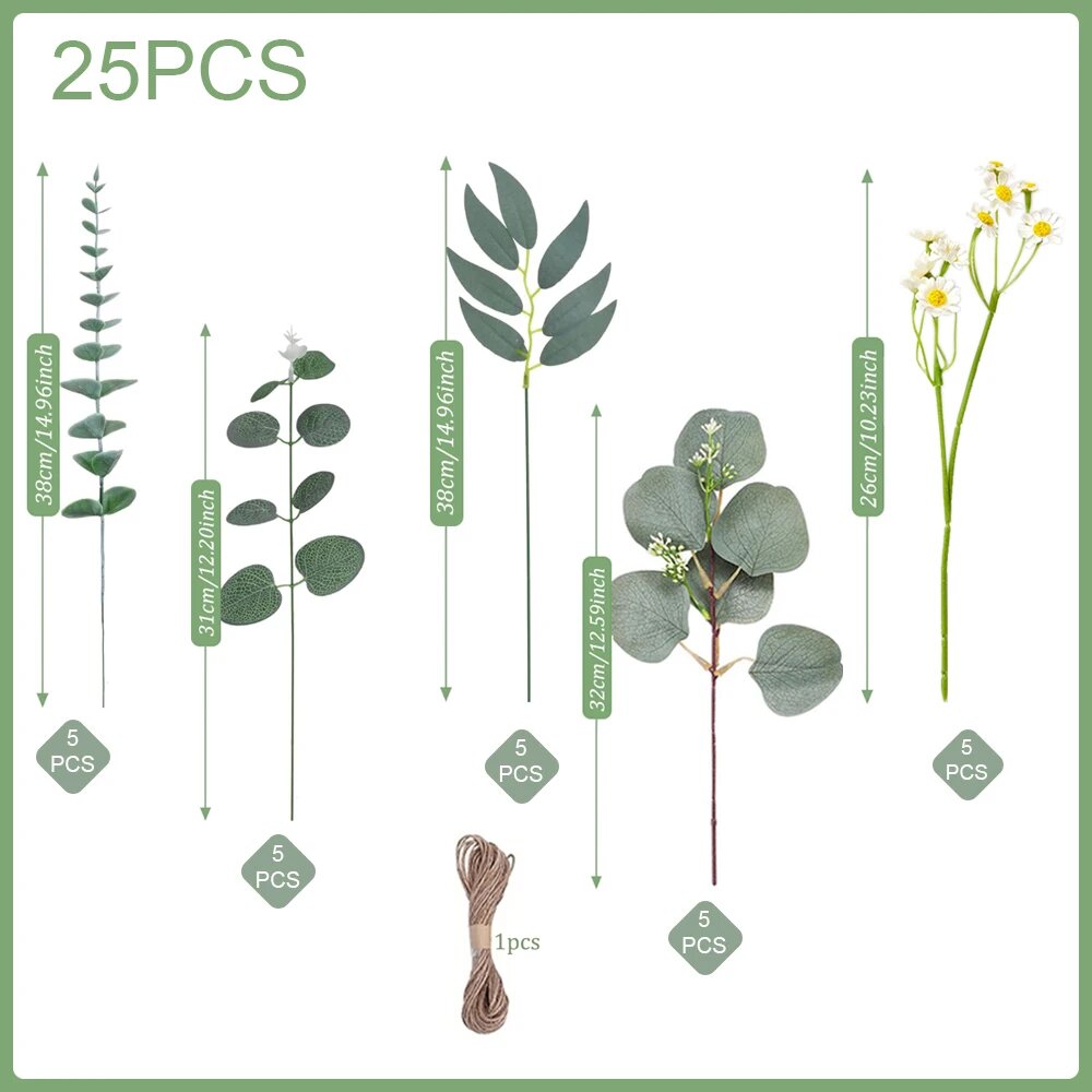 Искусственные листья эвкалипта 25PCS-02