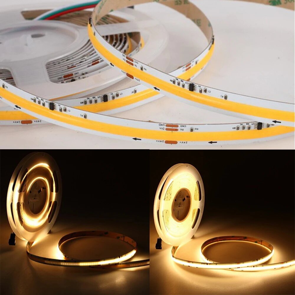 Светодиодная лента 10м, теплый белый, 360leds/м, 24В