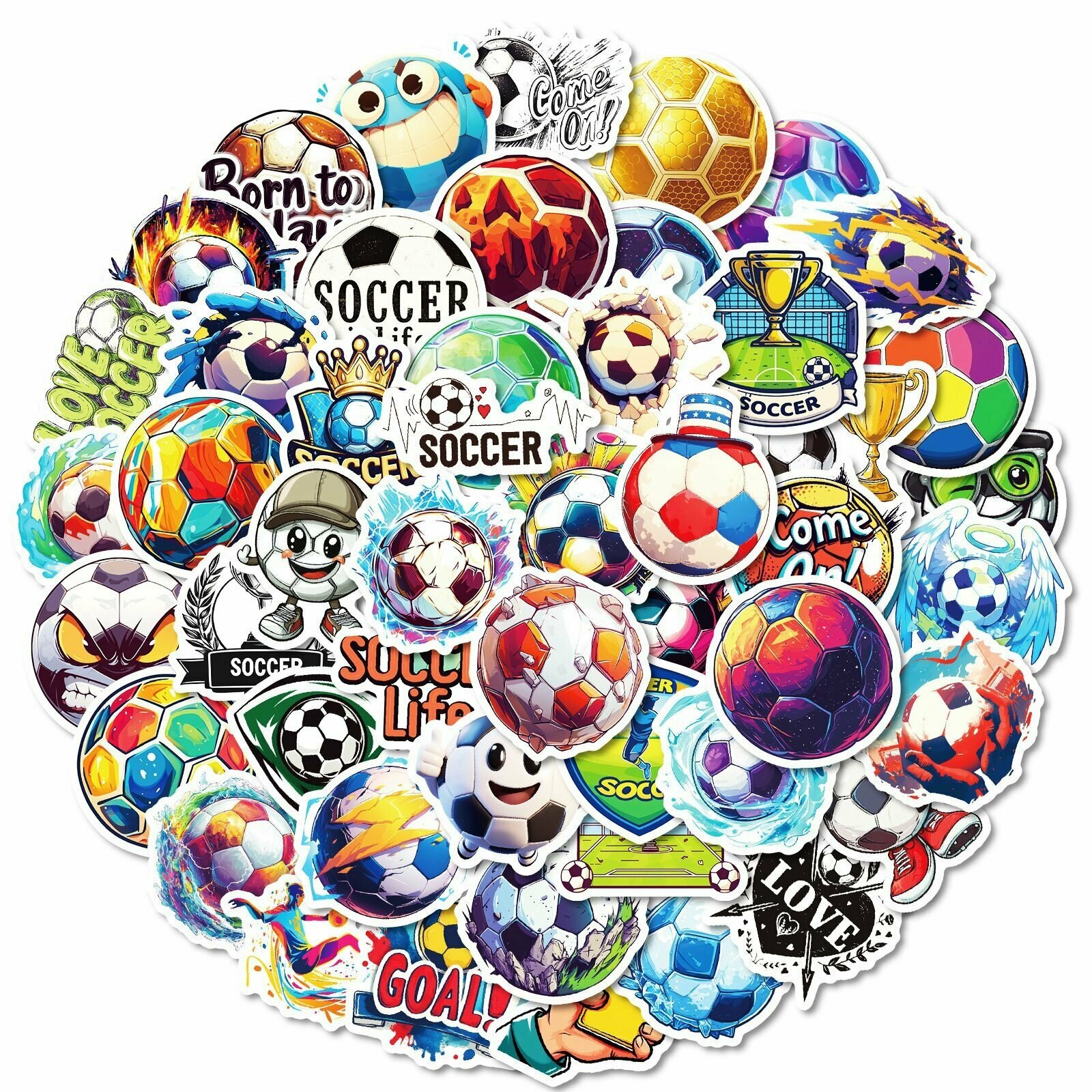 Набор наклеек 50 шт. футбол граффити, водонепроницаемые, для декора дома, подарков, блокнотов, самоделок, легко отклеиваются без следов