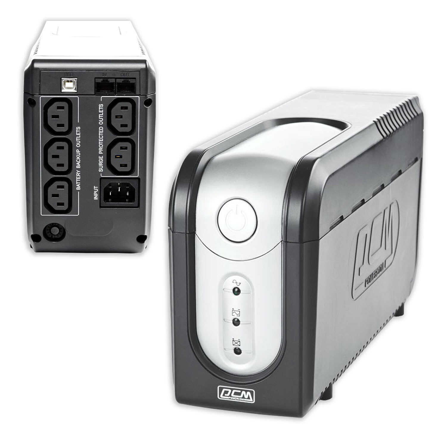 Источник бесперебойного питания POWERCOM 625VA, 375 W, стабилизатор, защита от помех, на 5 устройств