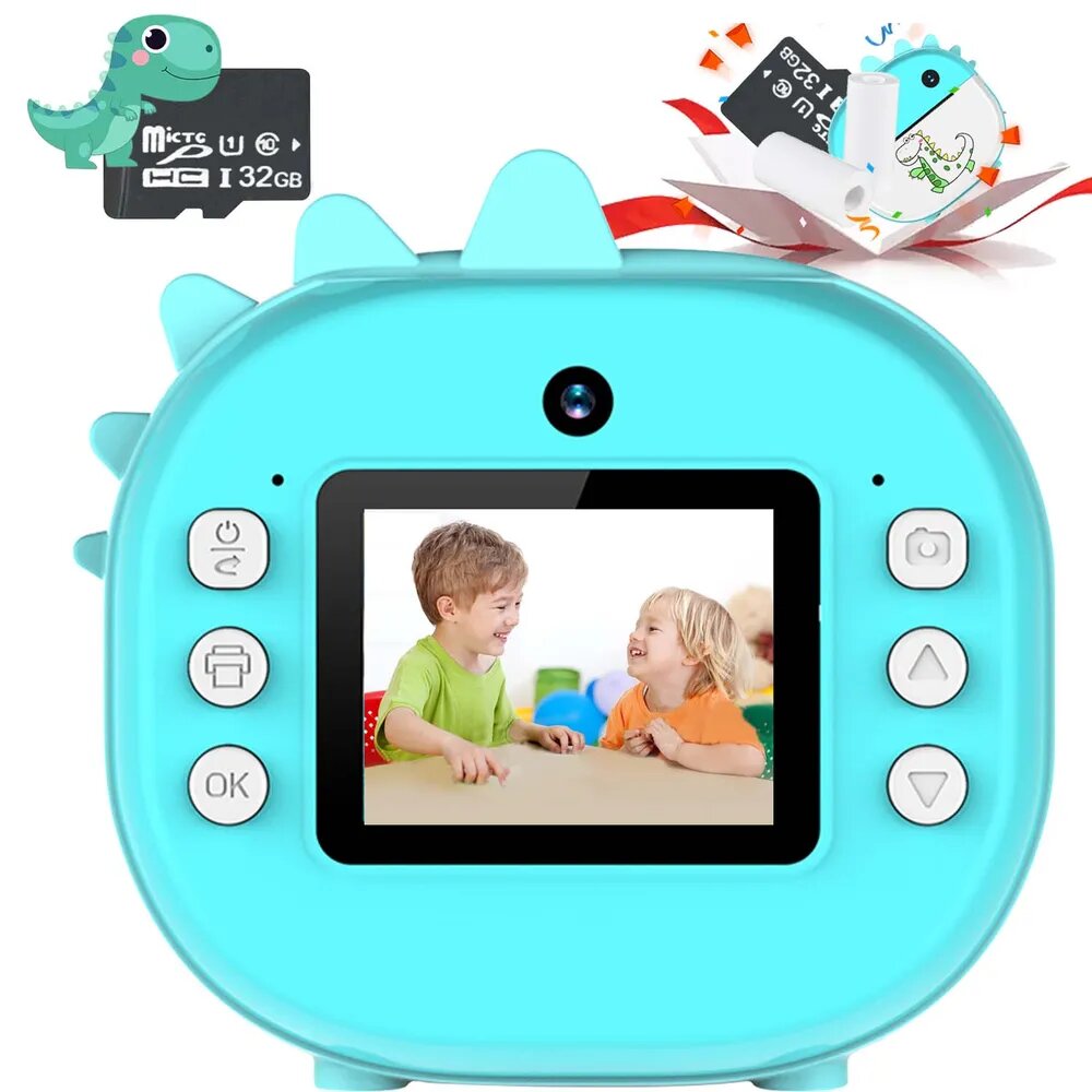 Фотоаппарат детский мгновенной печати, мини принтер, с картой памяти 32ГБ, Photocam