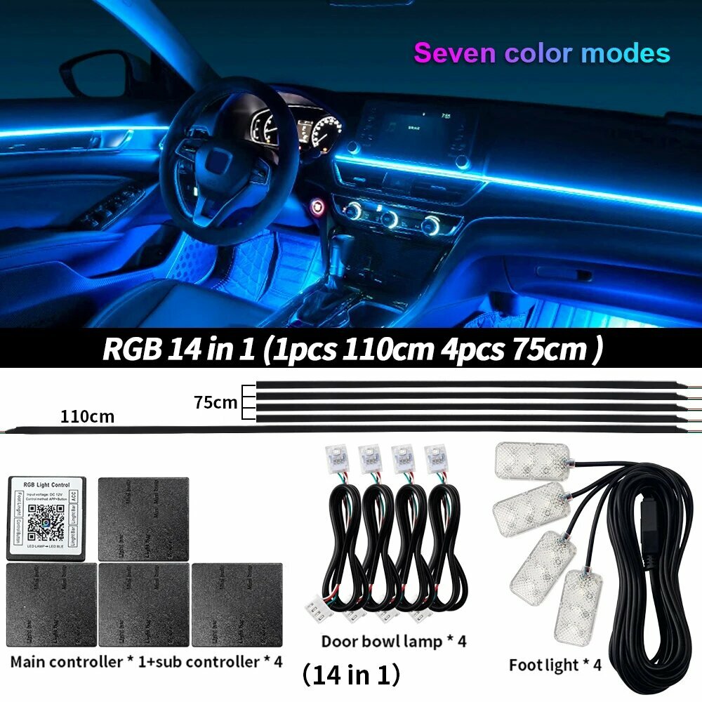 RGB 14 в 1 LED автомобильное освещение салона