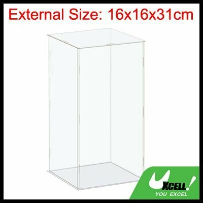 UXcell Демонстрационная коробка акриловая коробка прозрачная пылезащитная витрина 16x16x31см подходит для предметов коллекционирования