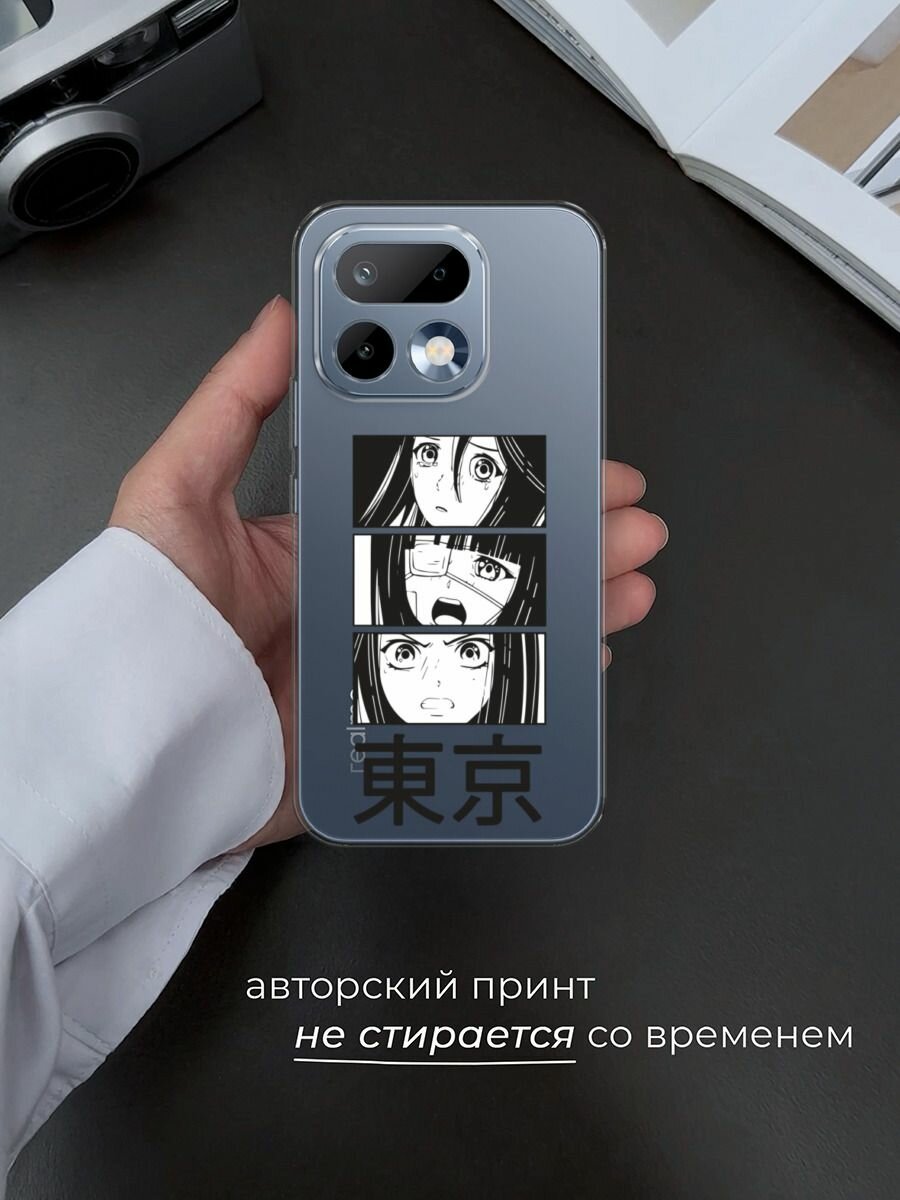 Чехол на Realme 16 Pro / Реалме 16 Про с принтом Tokyo girls, прозрачный — фото 1