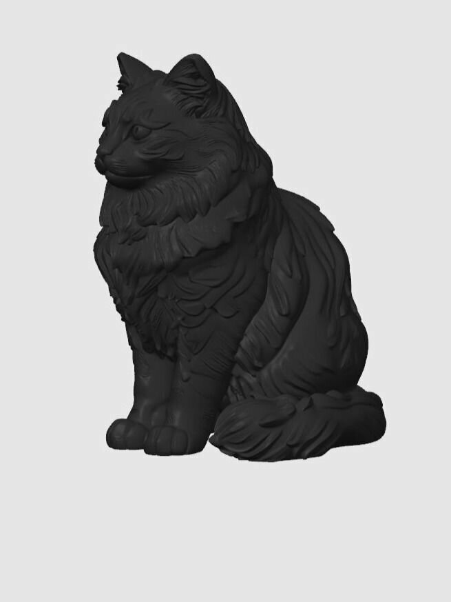 Эксклюзив! Ростовая статуэтка кошки - Сибирская (10 см, черный) - Милый друг, подарок, талисман