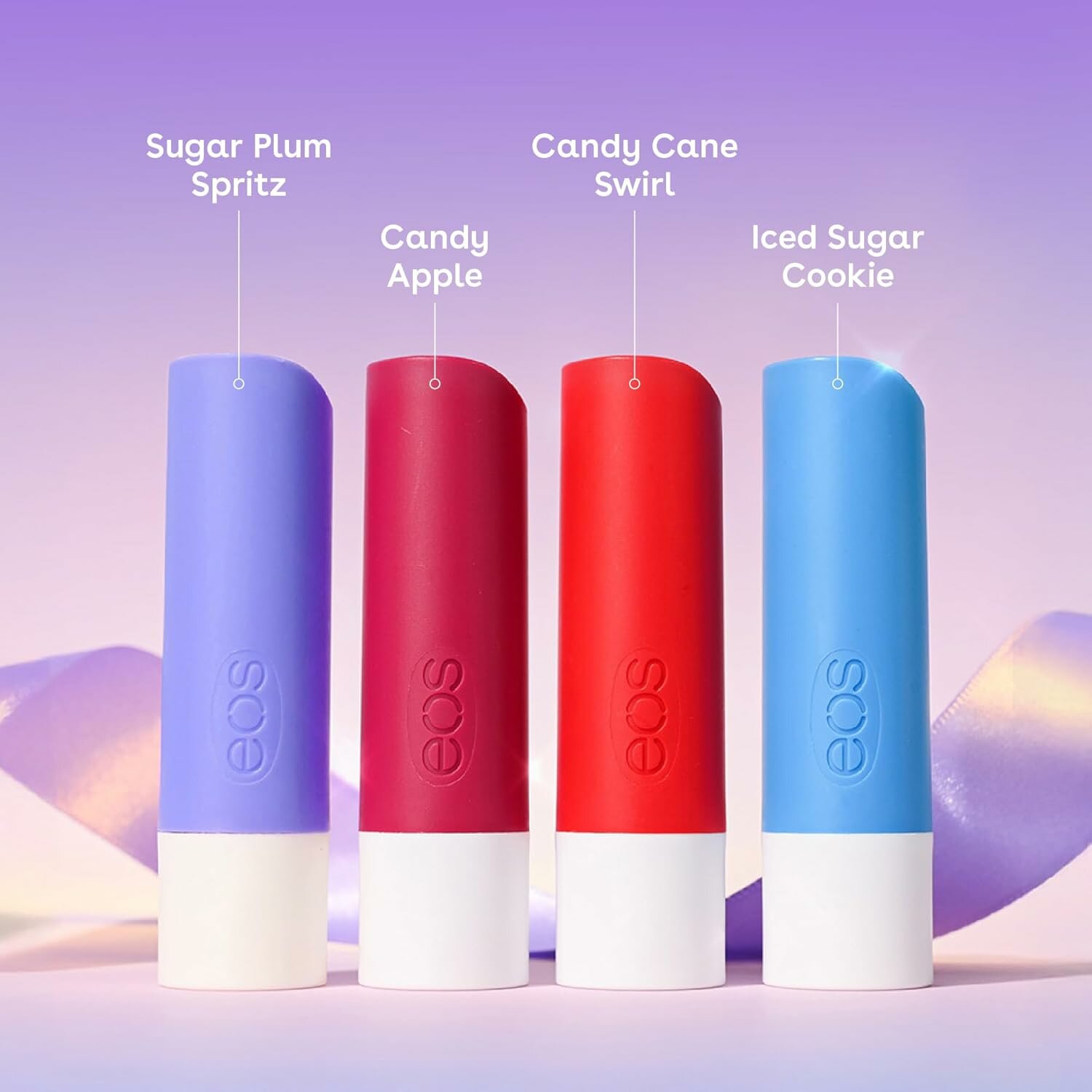 Eos Holiday Lip Balm Gift Set, Sugar Plum Spritz, Iced Sugar Cookie, Candy Apple, Candy Cane Swirl, Limited Edition бальзамы для губ