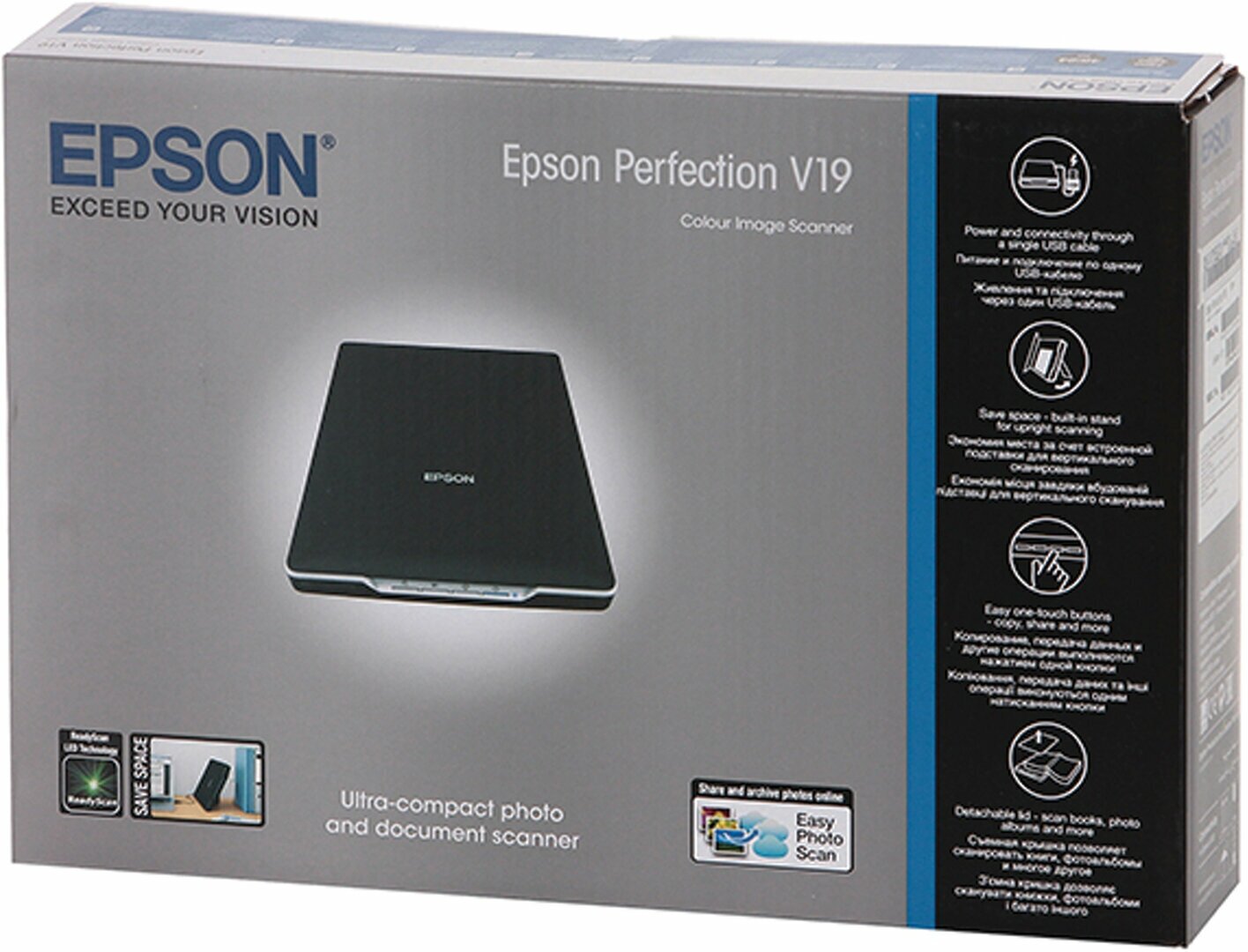 Сканер планшетный EPSON Perfection V19 (B11B231401), А4, 10,4 сек, 4800x4800