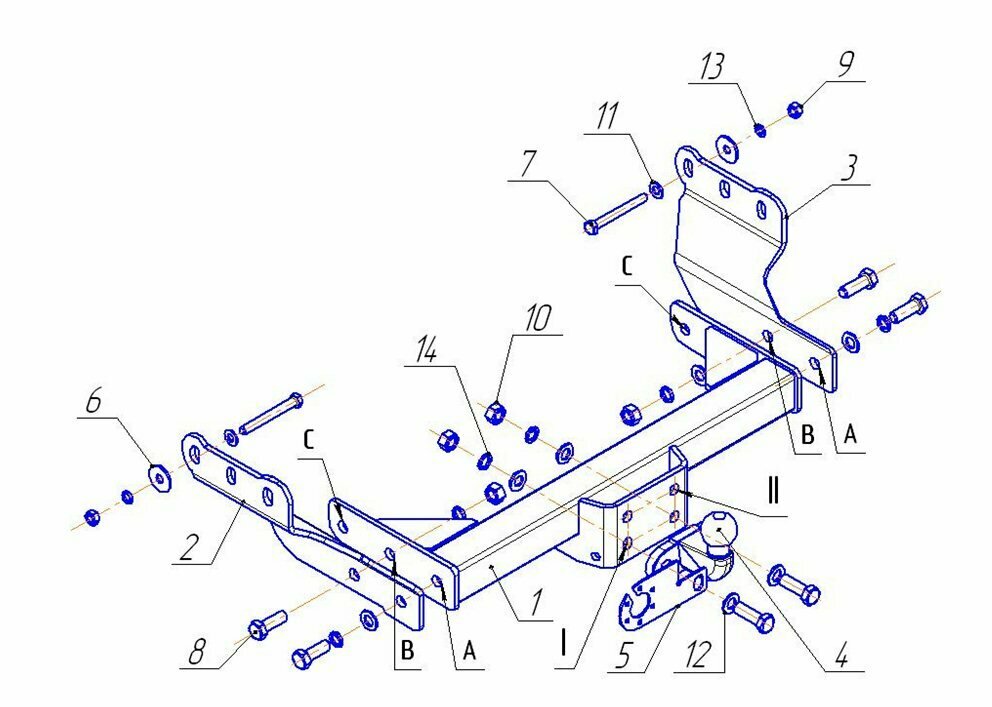 Фаркоп для Ford Transit фургон 2000-2014 Тип шара: F. Нагрузки: 2000/100 кг, FD 26
