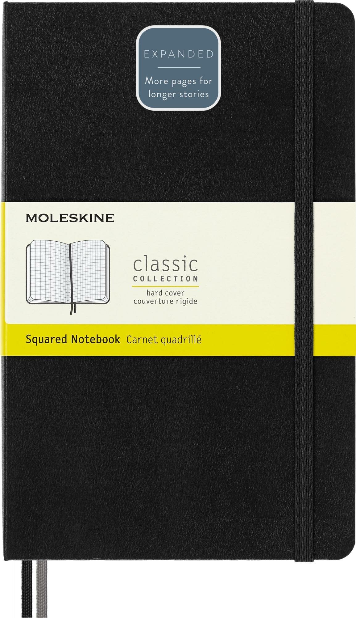 Блокнот Moleskine Classic eхpanded Large 130х210 мм, 400 стр, клетка твердая обложка черная (QP061EXP)