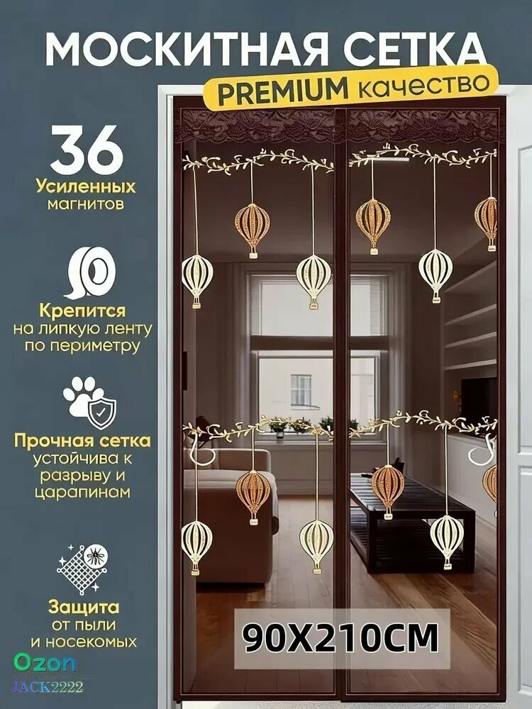 Москитная сетка на дверь на магнитах 90X210CM