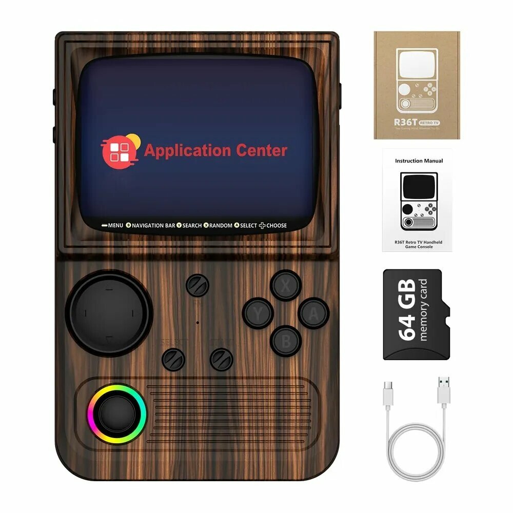 AISLPC Портативная игровая консоль R36T в стиле ретро 64G, кофейно-коричневый