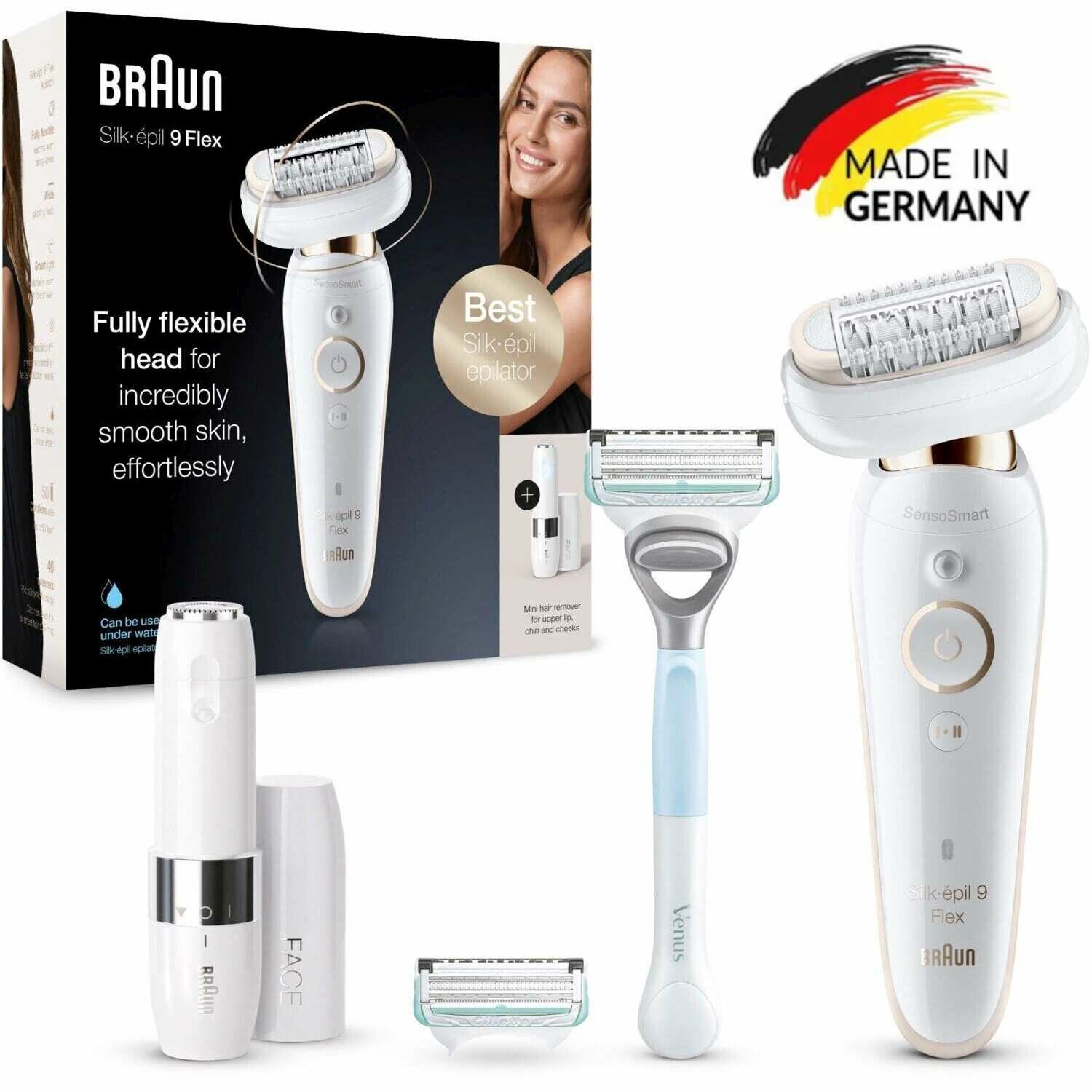 Эпилятор Braun Silk-pil 9 Flex SES 9003 3D Германия, оригинал, цвет белый золотой