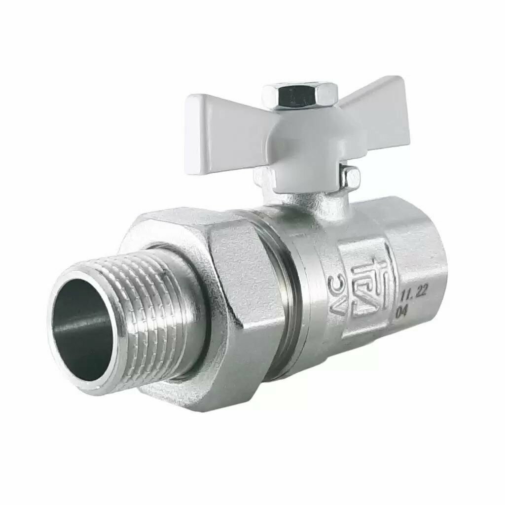 Кран для воды STI 1/2 дюйма с американкой прямой, ручка-бабочка, цвет хром, инженерная сантехника