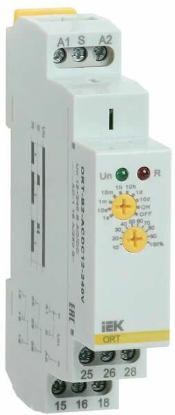 Реле времени IEK ORT-B2-ACDC12-240V задержка выключения 2 контакта 12-240В AC/DC IP40