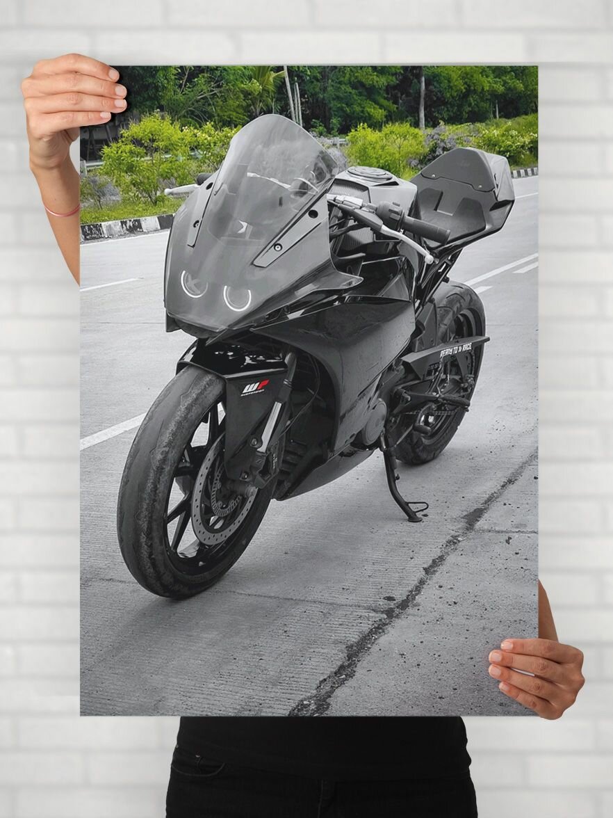 Плакат на стену для интерьера Мотоцикл (KTM RC 390 1) - Постер по мото и байкам формата A2 (42x61 см)
